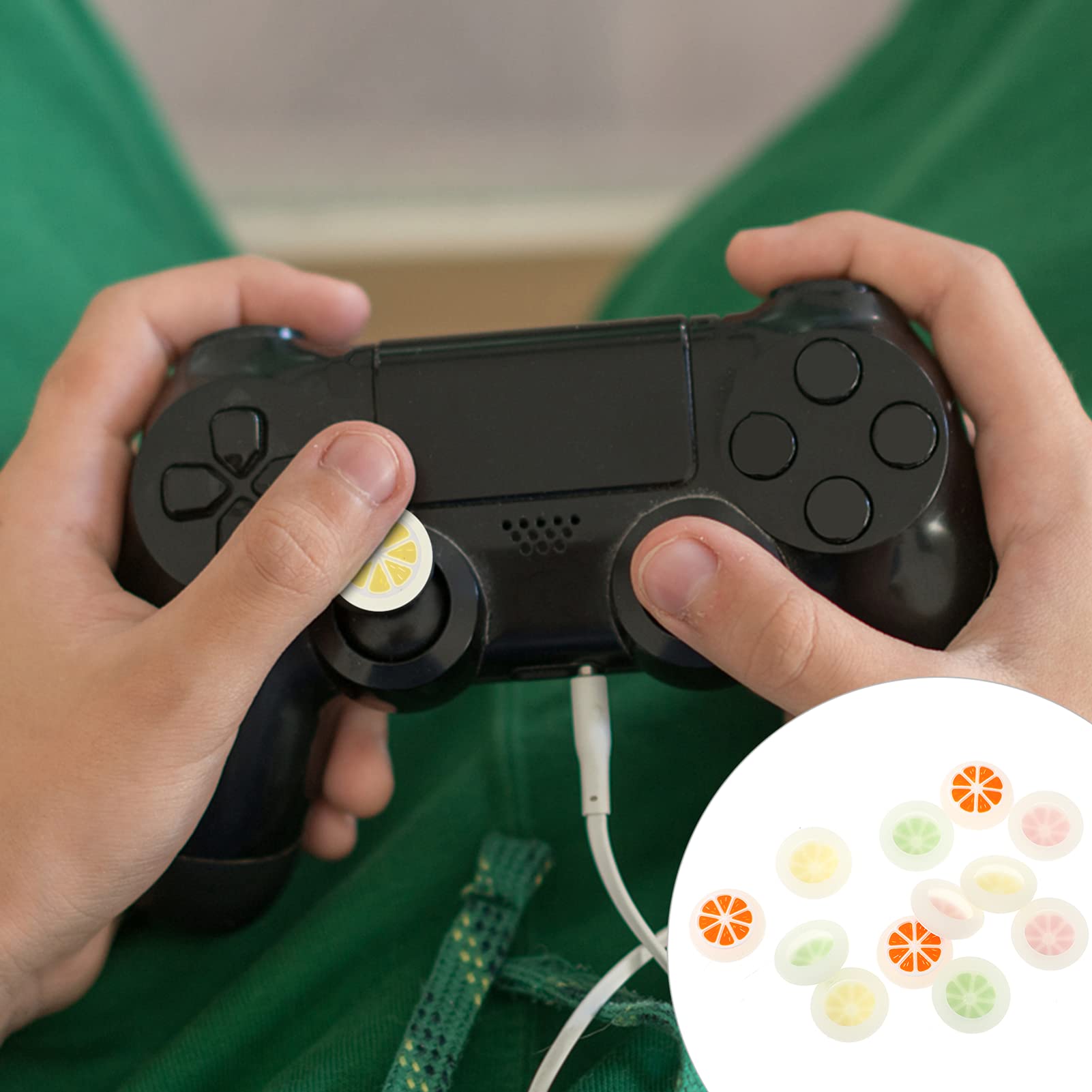 FARUTA 12 Pcs Silicone Lemon Design Thumb Grip Caps Cute Luminous Joystick Cap Cover Compatible with Switch NS Assorted Color