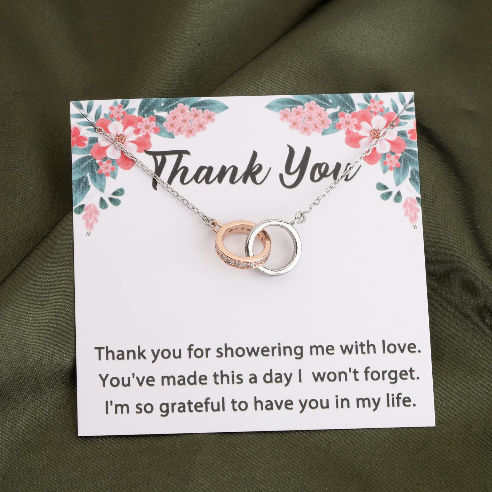 ENSIANTH Baptism Gift Thank you gift Shower Hostess Gift Baptism Gift Interlocking Circle Necklace Newborn Gift (Shower NE)