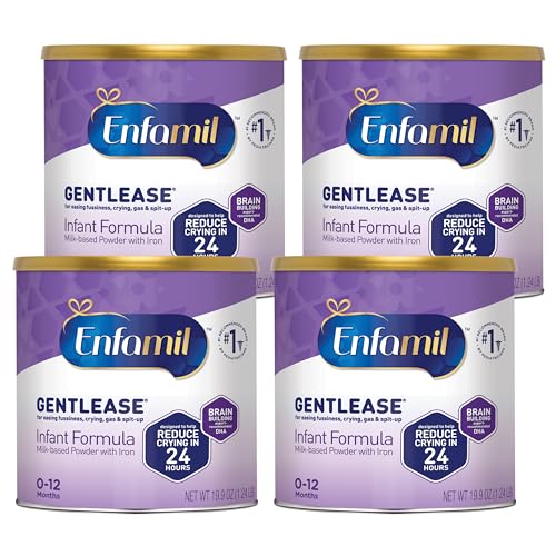Enfamil Gentlease Baby Formula, Clinically Proven to Reduce Fussiness, Crying, Gas & Spit-up in 24 hours, Brain-Building Omega-3 DHA & Choline, Baby Milk, 79.6 Oz Powder Can