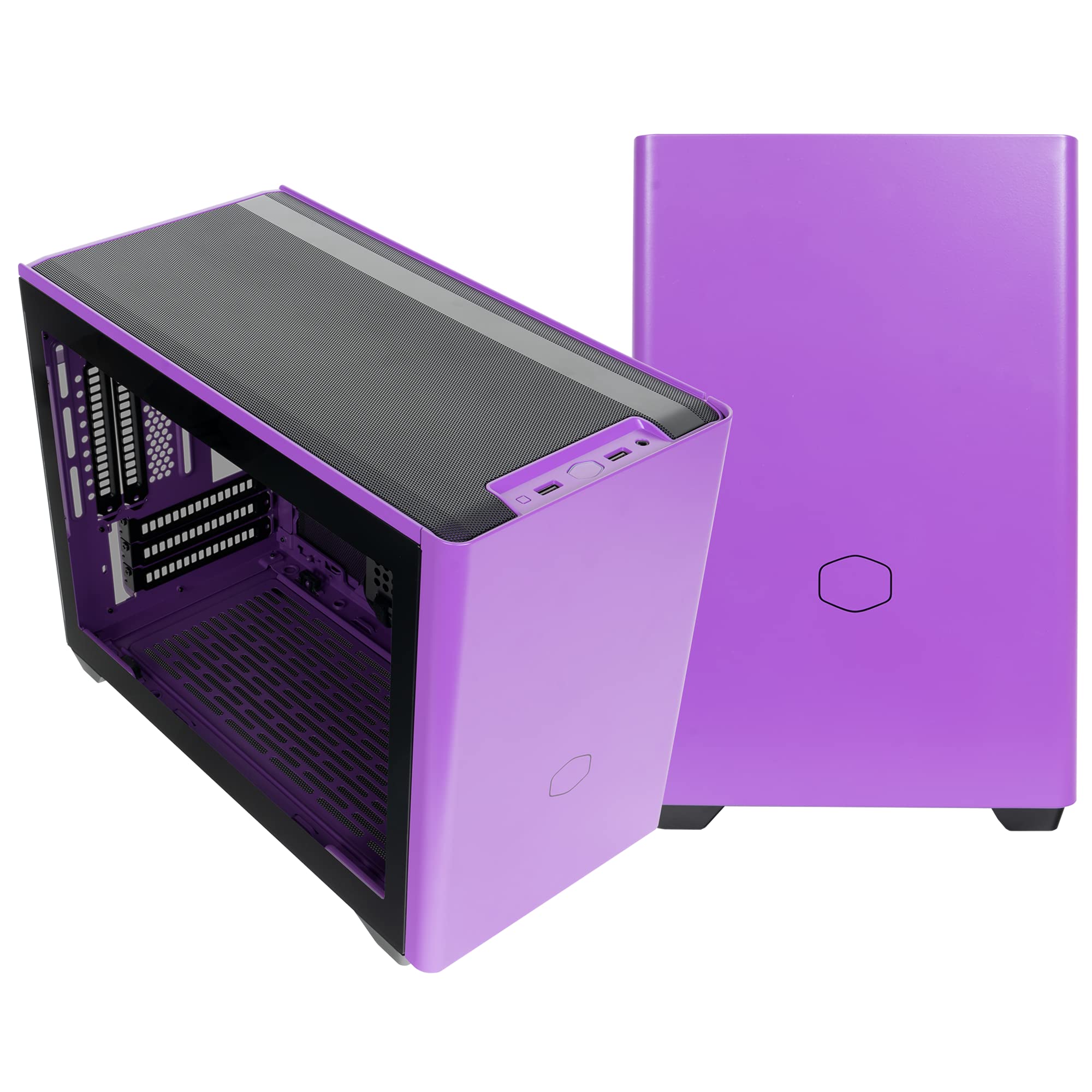 Cooler Master NR200P Nightshade Purple SFF Small Form Factor Mini-ITX Case, Tempered Glass or Vented Panel, Vertical Mounting GPU, PCI Riser Cable, Triple-Slot GPU, Tool-Free (MCB-NR200P-PCNN-S00)