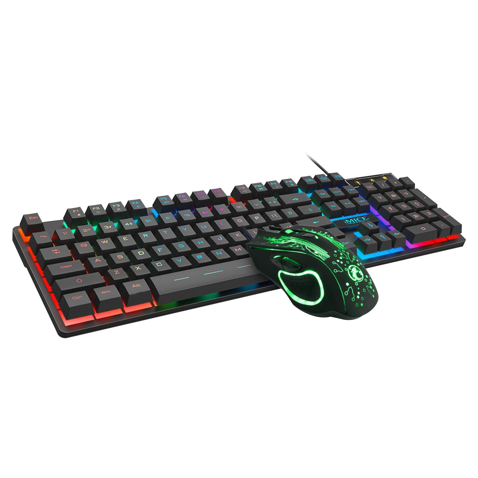 Gaming Keyboard & Mouse Combo Suit, Mini Mechanical Feel Keyboard with RGB LED Lighting, Colorful Floating Key Cap, Mechanical Feel, Luminous, Wired Game, Cool Luminous Texture
