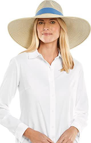 Coolibar UPF 50+ Women's Novara Wide Brim Hat - Sun Protective (One Size- Light Blue)