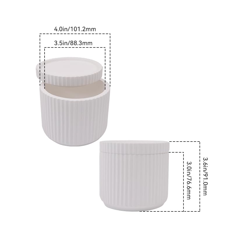HEVSTIL Qtip Holder Dispenser with Lid Diatomite Holder Dispenser for Cotton Ball, Cotton Swab, Cotton Round Pads, Floss Picks for Bathroom Canister Storage Organization, Vanity Makeup Organizer
