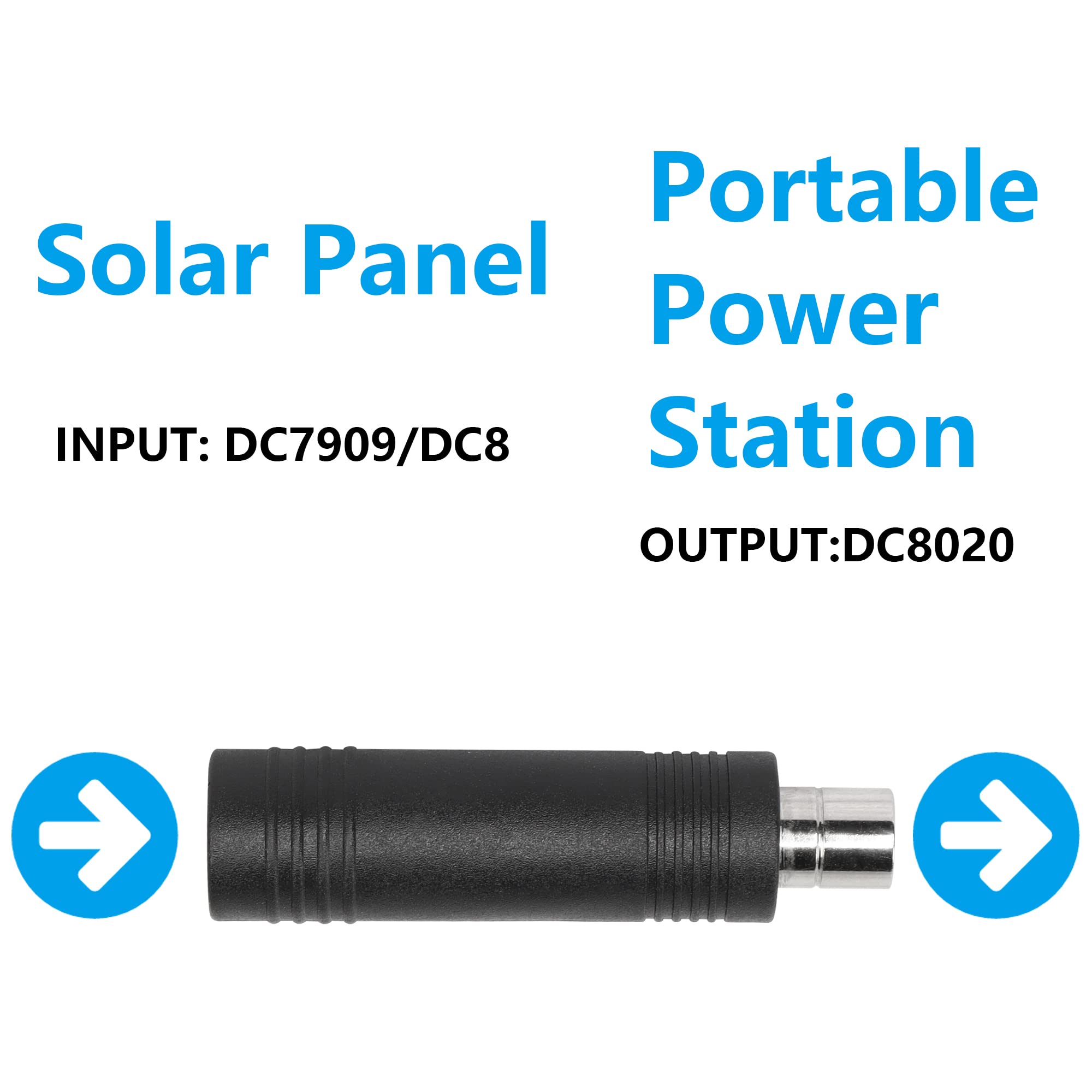 CERRXIAN DC 7.9mm x 0.9mm to DC 8.0mm x 2.0mm Adapter,DC 8mm Female to DC 8020 Male Converter for Solar Panel RV Portable Power Station(7909-8020)(2-Pack)