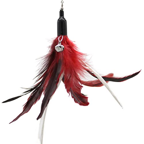 Vovamo 7Pcs Cat Feather Toys Replacement Cat Toy Wand Refills,Cat Wand Soft Furry for Interactive Cat and Kitten,Teaser Refills with Bell for Indoor Cats Kitten