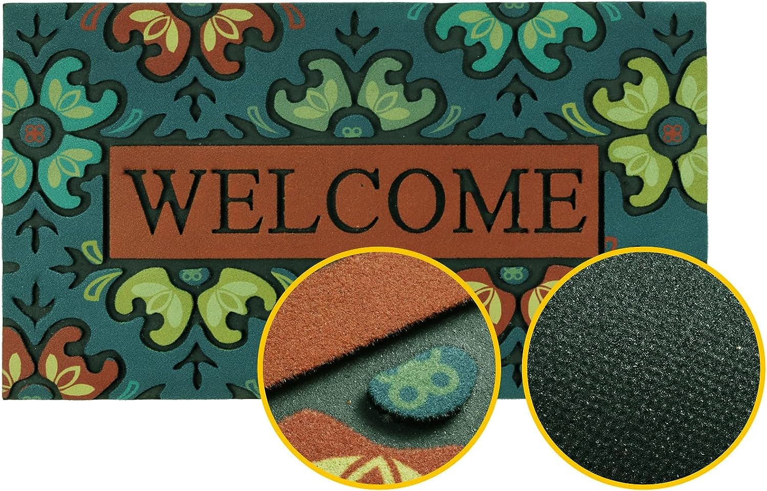 CHICHIC Door Mat Welcome Mat 18x 30 Inch Front Door Mat Outdoors for Home Entrance Outside Entry Way Doormat, Heavy Duty Non Slip Rubber Back Low Profile, Flower Welcome
