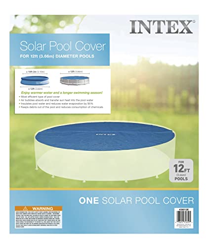 INTEX 28012E Solar Pool Cover: For 12ft Round Easy Set and Metal Frame Pools β Insulates Pool Water β Reduces Water Evaporation β Keeps Debris Out β Reduces Chemical Consumption