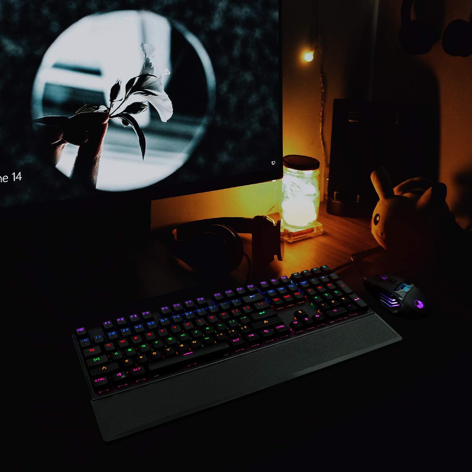 CHONCHOW Mechanical Gaming Keyboard, USB Wired RGB 108 Keys Gaming Keyboard Compact LED Rainbow Backlit Mechanical Gaming Keyboard for PS4 Xbox PC Gamer
