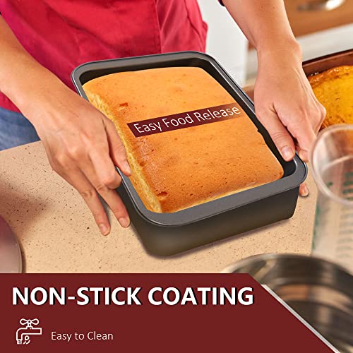 LINKLIFE Non Stick Baking Pans Set 5+1 Piece, Carbon Steel Bakeware Sets w/Oven Mat, Square Cake Pan, Cookie Sheet, Deep Roasting Pan, XL Cup Muffin, Deep Roasting Pan, Loaf Box