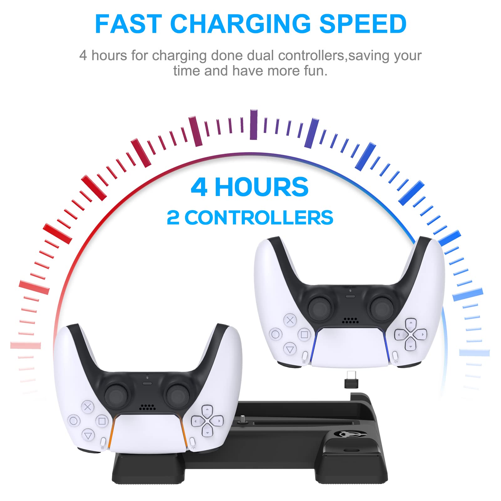 Cooling Station with Controller Charger for PS5, YUANHOT Stand with Cooling Fan, Controller Charging Dock, Game Slots Accessories Compatible with Playstation 5 Digital & Disc Edition
