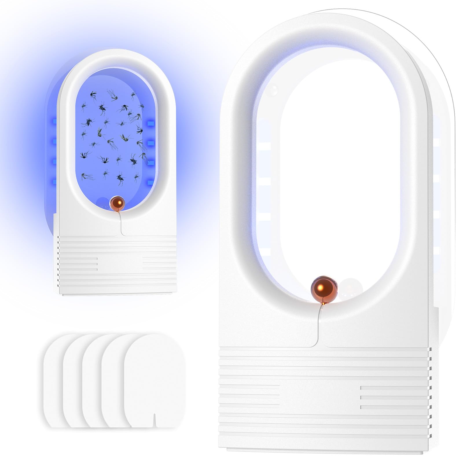 Fruit Fly Traps for Indoors, Plug in Fly Trap Indoor Bug Catcher with Double Sided Glue Card, Flying Insect Trap Gnat Traps for Mosquito, Flies, Fruit Flies, Moths, Gnats (1 Device + 5 Refills)
