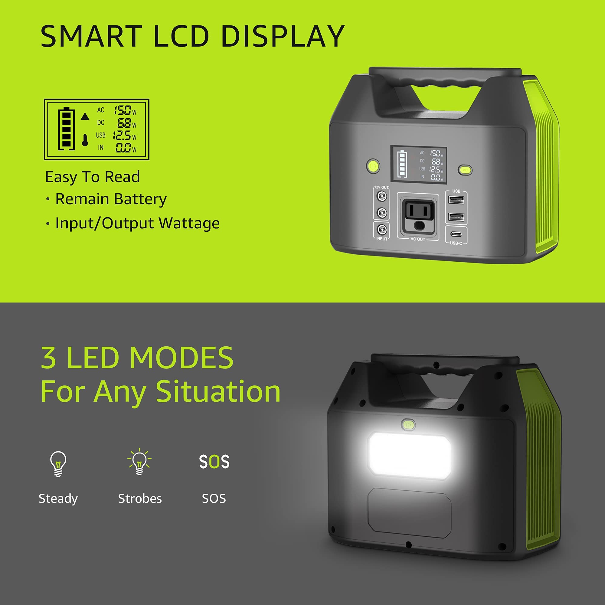 EnginStar 150W Small Solar Generator with 40W Solar Panel, 6 Outputs 42000mAh Portable Charger Power Bank for Outdoor Home Emergency