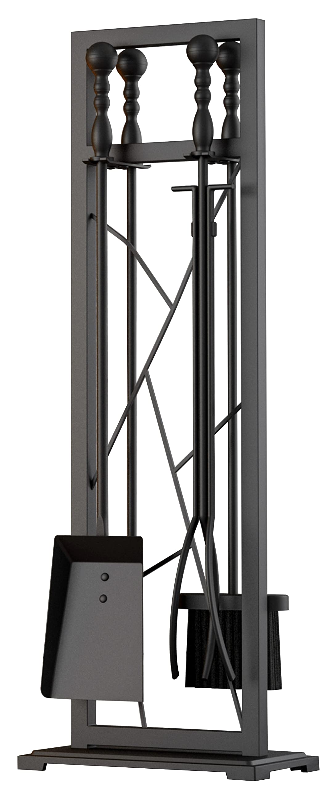 Fire Beauty Fireplace Tools, 5 Pieces Fireside Accessories Fire Kit Set, Stand Woodstove Tools Holder Wrought Iron Handle Indoor Fireset Stand (30.5 Inches)