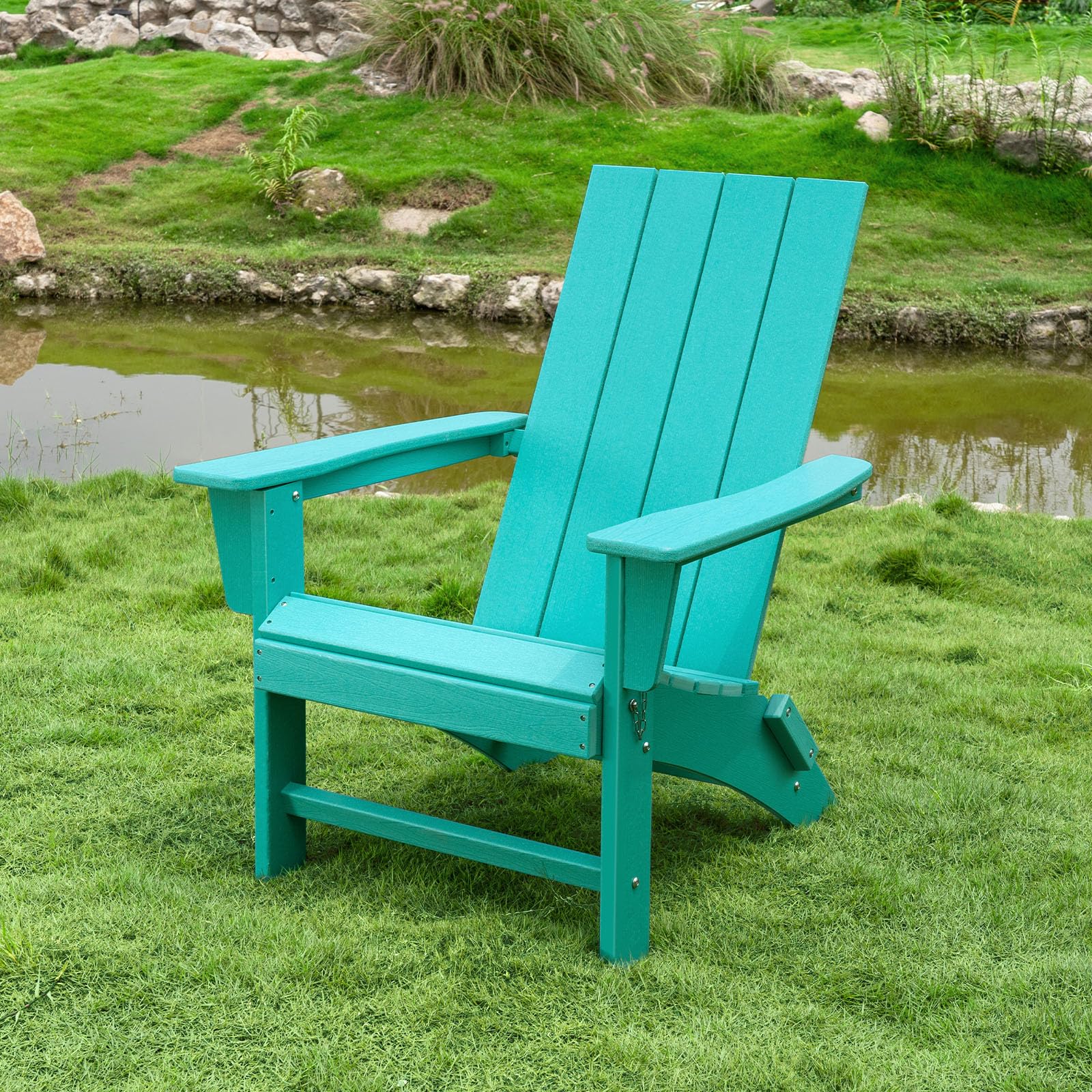 Folding Adirondack Chair set of 2 HDPE Outdoor Adirondack Chair All Weather Resistant Foldable Fire Pit Chairs for Patio Front Porch Pool Garden Deck Fire Pit Outside, Light Grey