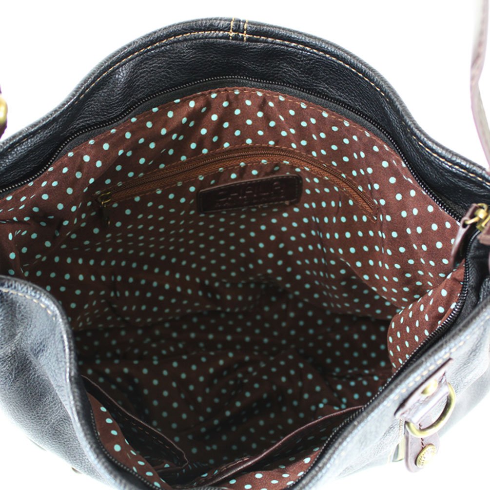 CHALA Crossbody Handbag, Hobo Style, Casual, Soft, Shoulder or Crossbody - Ivory PawPrint- Black (Paw)