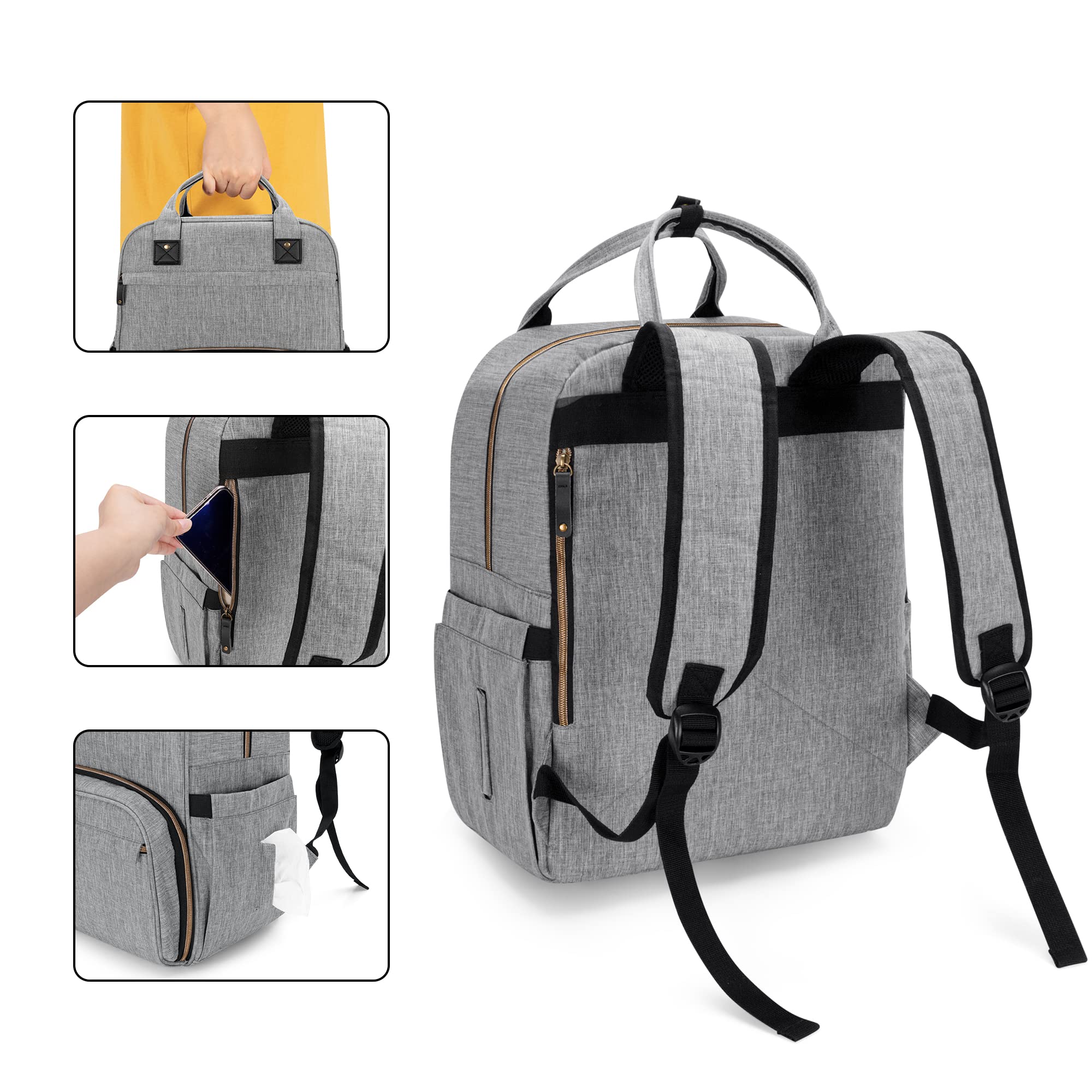 Fasrom Breast Pump Bag Backpack for Working Moms, Pumping Carrying Bag with Laptop Sleeve, Gray (Empty Bag Only)