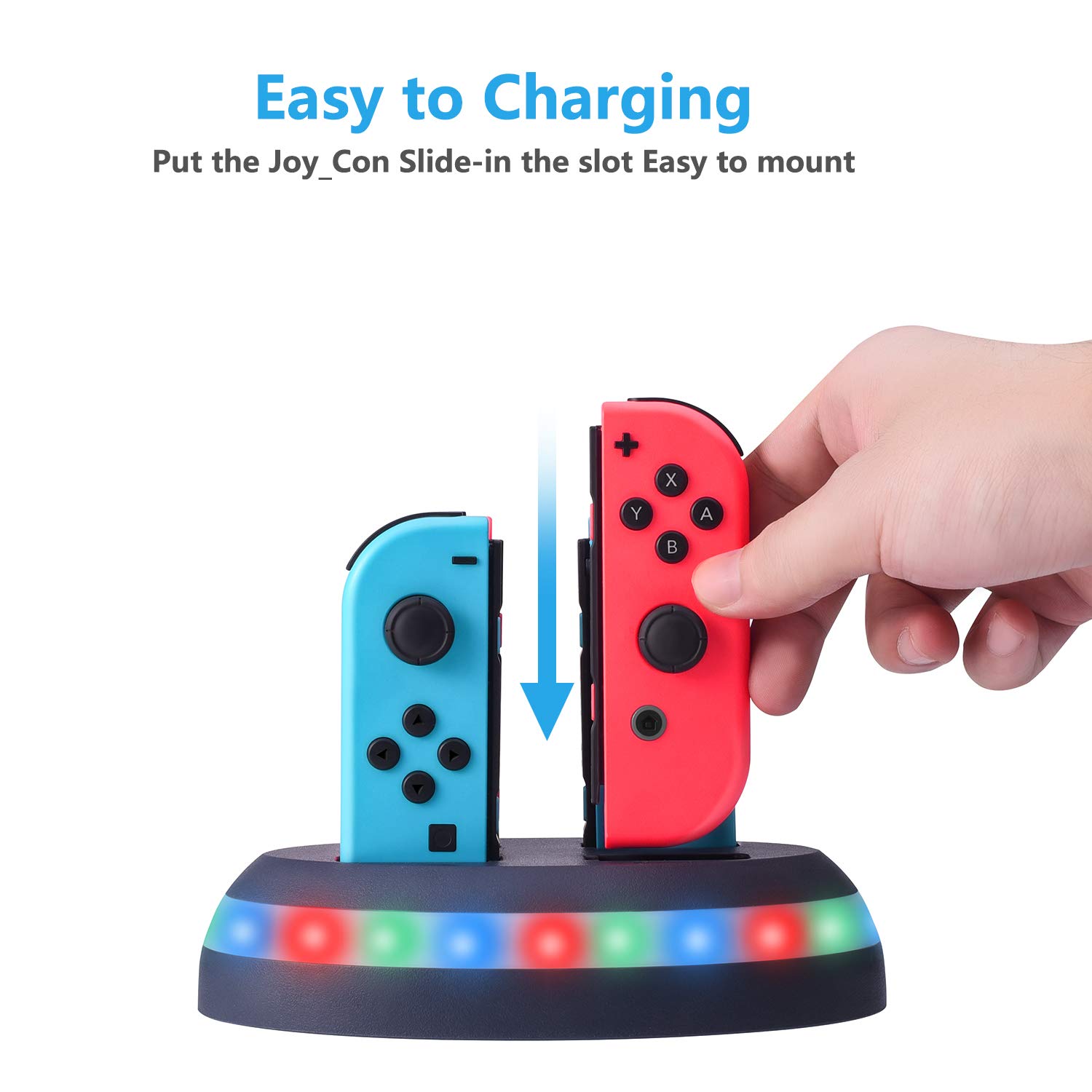 Charger for Nintendo Switch 4 Joy Cons Controllers, Charging Dock for Joy-Con Switch with LED Indicator, Charging Station Holder for Joy Cons