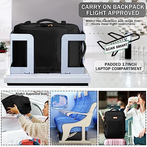 Large Travel Backpack, TSA Flight Approved Carry On Backpack for Men & Women, Large Daypack Hiking Backpack with USB Charging Port, Lightweight Daypack Business College Weekender Overnight Bag