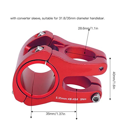 Dilwe Mountain Bike Stem, Aluminum Alloy 31.8/35mm Bike Stem Short Handlebar Stem Cycling Accessory(red)