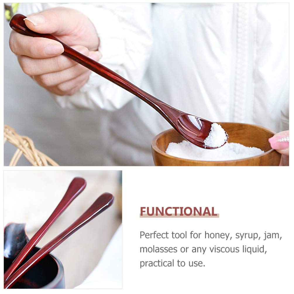 DOITOOL 2pcs Wooden Honey Spoons Long Tea Spoons Natural Wood Honey Stirring Spoon Coffee Cocktail Stirrer Spoons Swizzle Sticks Jam Spoon for Home Kitchen