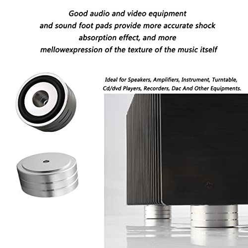 Tertullus 4 Sets High-End HiFi Aluminum Speaker Feet, Shock Base Pad Spikes,40x20mm,Shockproof Stand Pad for HiFi Devices Amplifier Turntable DAC Recorder CD (Silver)