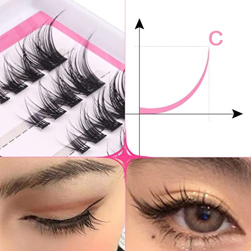 Cluster Lashes Fox Eye Lash Individual DIY Lash Extension 64 Clusters Natural Manga Eye Lash Clusters Wispy Mixed Lengths Eyelash Pack by Mavphnee