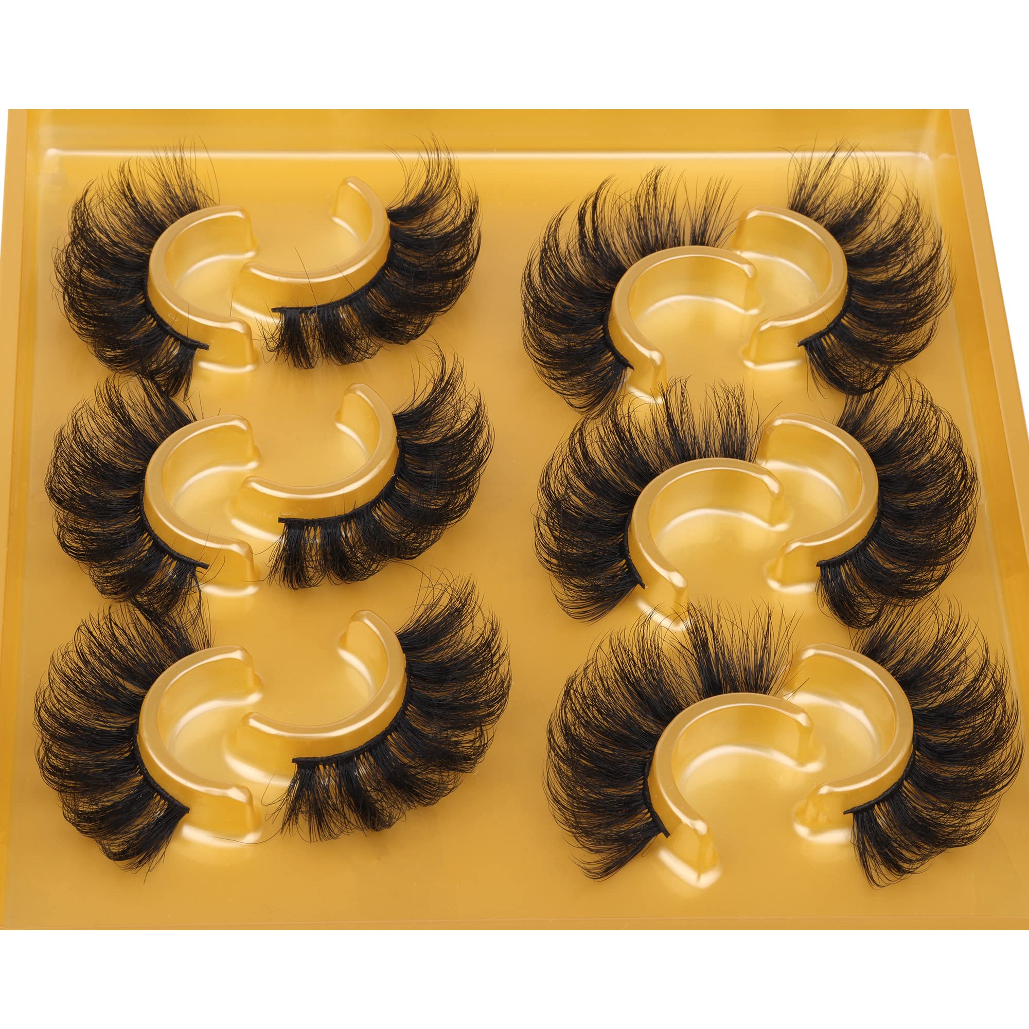 False Eyelashes Fluffy D Curl Mink Lashes 20mm Long Dramatic Fake Lashes 6D Wispy Full Volume Eye Lashes 6 Pairs by Pleell