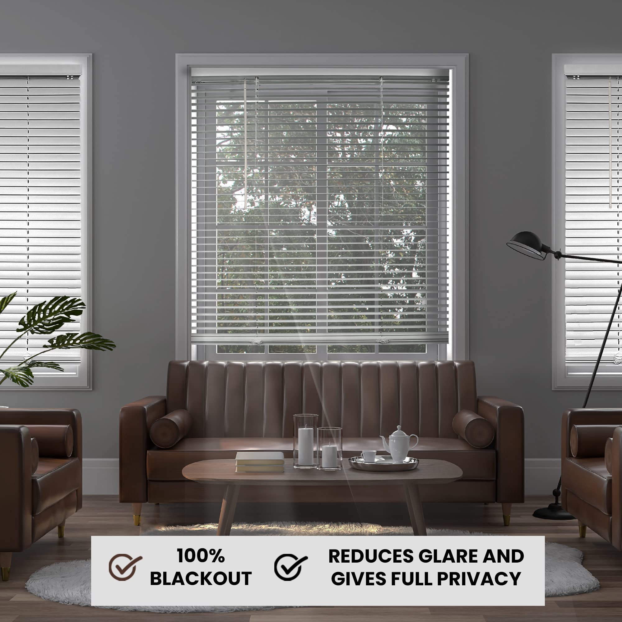 CHICOLOGY Blinds for Windows, Mini Blinds, Window Blinds, Door Blinds, Blinds & Shades, Camper Blinds, Mini Blinds for Windows, Horizontal Window Blinds, Midnight White (Blackout), 30" W X 72" H