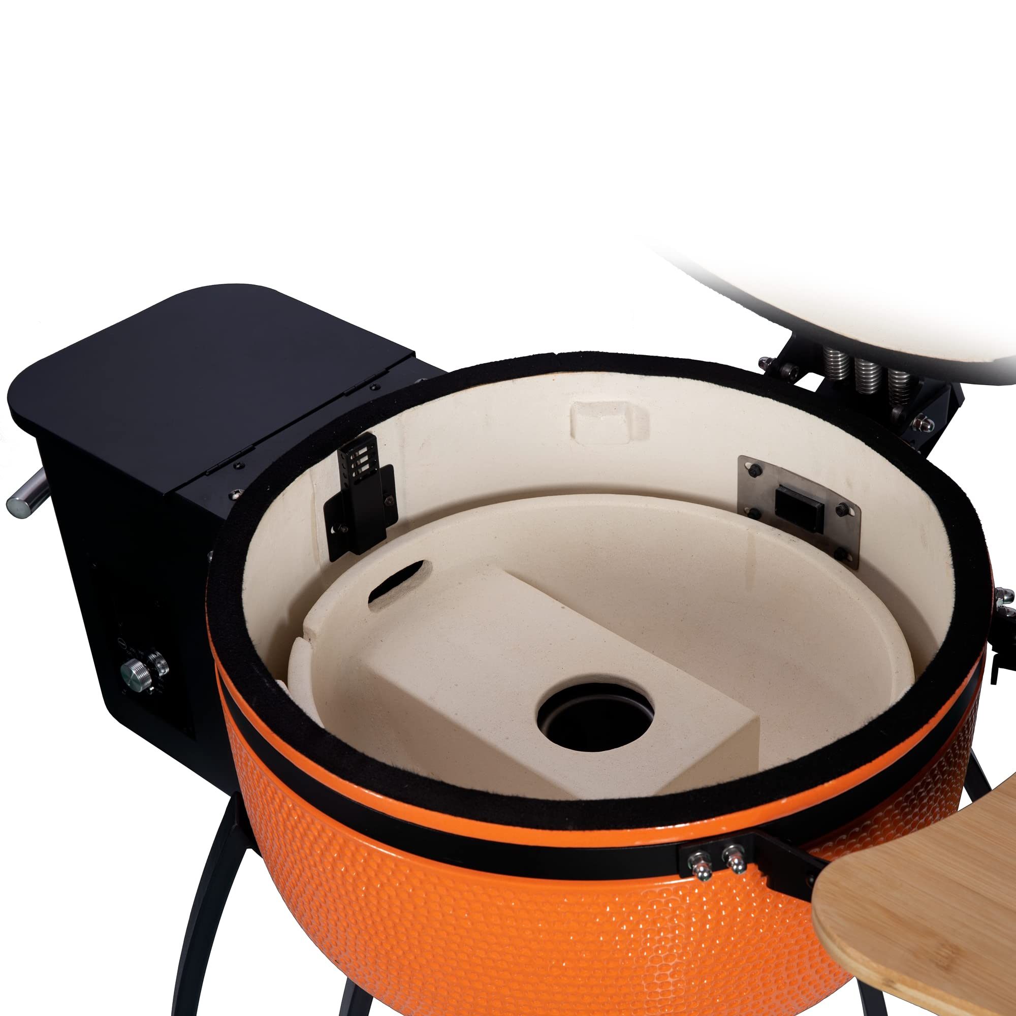 Charcoal Grills 24 "Ceramic Pellet Grill with 19.6" diameter Gridiron Double Ceramic Liner 4-in-1 Smoked Roasted BBQ Pan-roasted for Outdoors Patio (Orange)