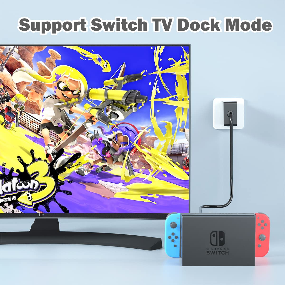 Charger for Nintendo Switch and Steam Deck AC Power Supply Adapter with 5FT Charging Cable Cord, Support Switch Steam Deck TV Dock Mode, Output 15V2.6A to 20V2.25A