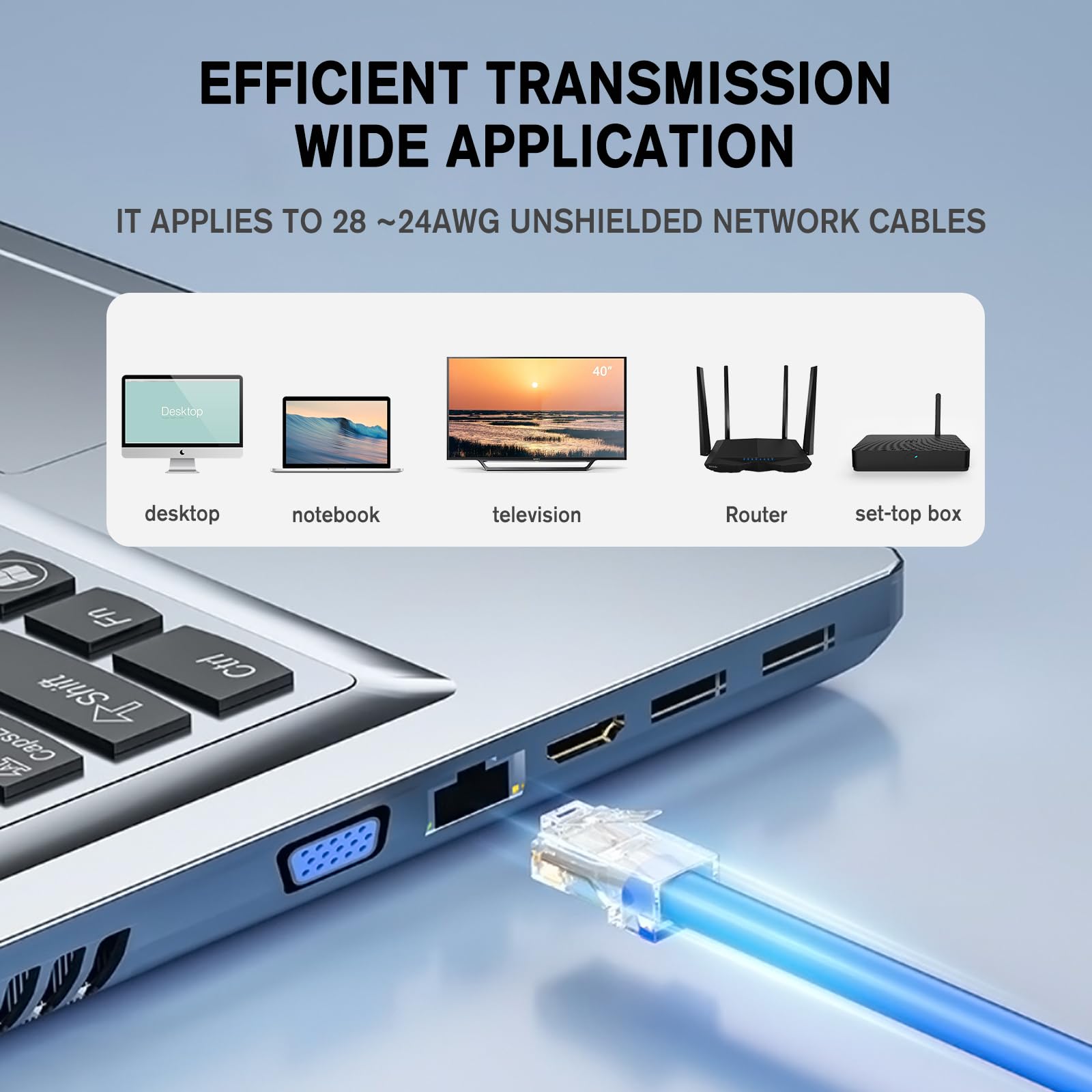 Ercielook RJ45 Ends - Pass Through Cat6 Cat5 RJ45 Connector, 100-Pack 8P8C Ethernet Connector