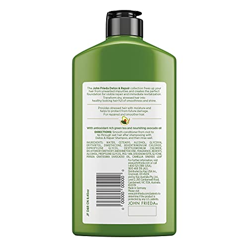 John Frieda Detox and Repair Conditioner, 8.45 Ounce Conditioner with Nourishing Avocado Oil and Green Tea