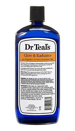 Dr. Teal's Pure Epsom Salt Foaming Bath Gift Set (2 Pack, 34 oz ea.) - Restore & Replenish Pink Himalayan and Glow & Radiance with Vitamin C & Citrus Essential Oils - Long Lasting Bubbles Nourish Skin