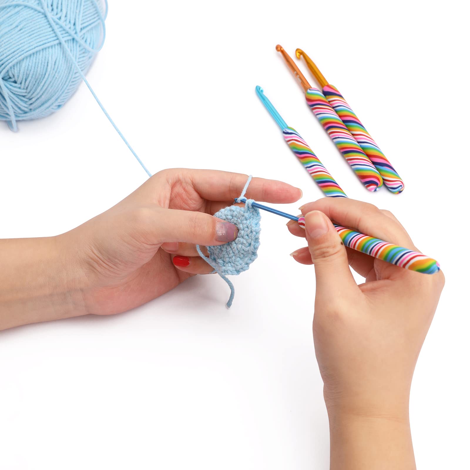 Coopay Warm Crochet Hooks 2G Crochet Kits, Rainbow Crochet Needles for Crocheting, Sturdy & Well-Crafted, 10pcs Crochet Hook Set for DIY Knitting Art Beginners and Experienced Crochet Lovers