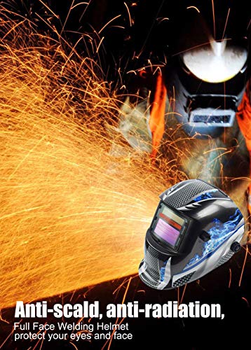 Full Face Welding Mask Auto Darkening Welding Helmet Head Protection For Tig Mig Arc Weld Grinding Blue