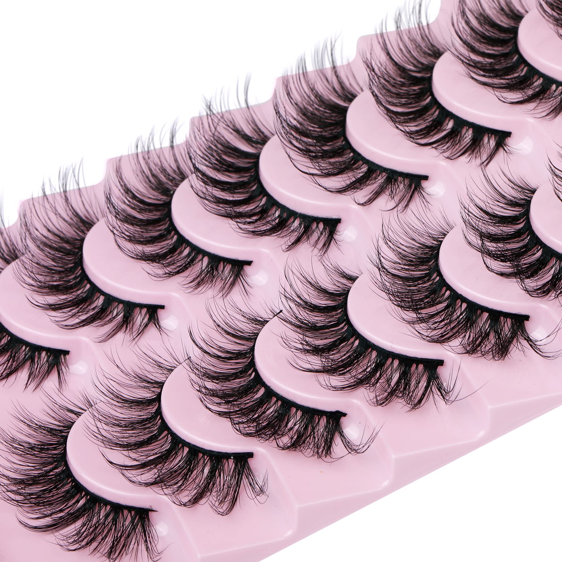False Eyelashes Natural Mink Lashes Wispy Fluffy Cat Eye Lashes Soft 8 Pairs Eye Lashes Pack by Pawotence