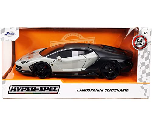 Lamborghini Centenario Gray and Matt Black Hyper-Spec Series 1/24 Diecast Model Car by Jada"""