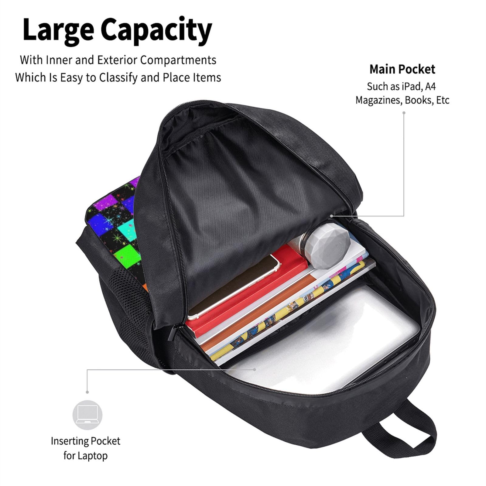 CONPELSON Backpacks Invader Anime Zim Adjustable Laptop Backpack Double Shoulder Bag for Women Men Climbing Shopping Work
