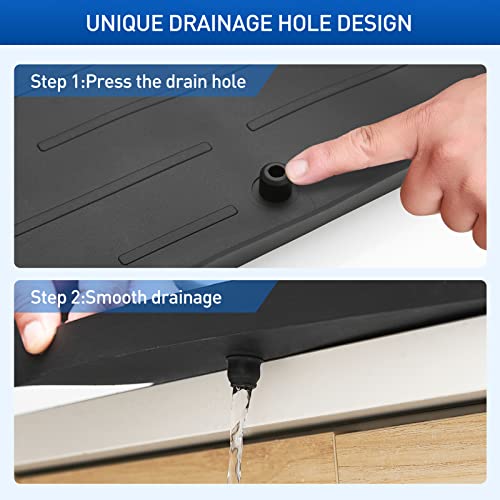 WOJIUBUXIN Under Sink Mat for Kitchen Waterproof 34" x 22" Flexible Silicone Sink Protector Mat for 36" Cabinet Black Kitchen Under Sink Drip Tray with Unique Drain Hole,Hold up to 3.3 Gallons Liquid