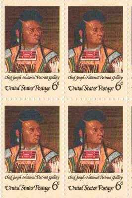 Chief Joseph Set of 4 x 6 Cent US Postage Stamps NEW Scot 1364