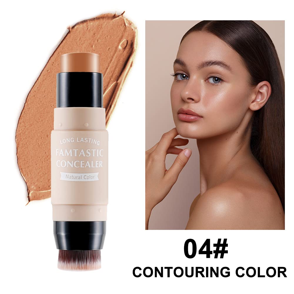 Erinde Contour Highlighter Stick with Brush -Bronzer Pen, Waterproof, Longwear Makeup(#01+#04)