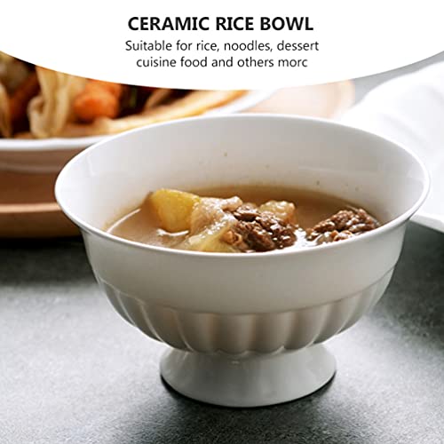 DOITOOL Ceramic Footed Bowl Round Bowl Dessert Display Stand Decorative Fruit Bowl Holder Dessert Bowl for Kitchen Counter Centerpiece Table Decor Fruit Tray ( White )
