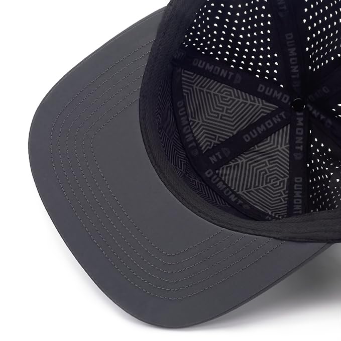 Dumont Supply - 7 Panel, Flat Bill, Performance Snapback Hat, Water-Resistant Baseball Cap, Men & Women (Black)