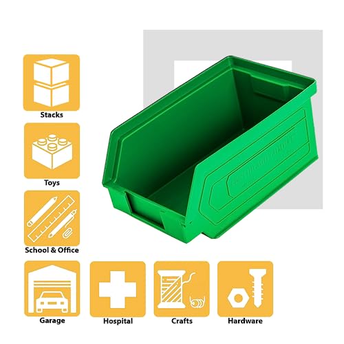 Storage Compat 50-Pack Small Storage Bin | Wall Mount Storage, Hanging and Stacking Bin, Freestanding | 7β x 4β x 3β Plastic Container | Green | Zeus 1PLZ02
