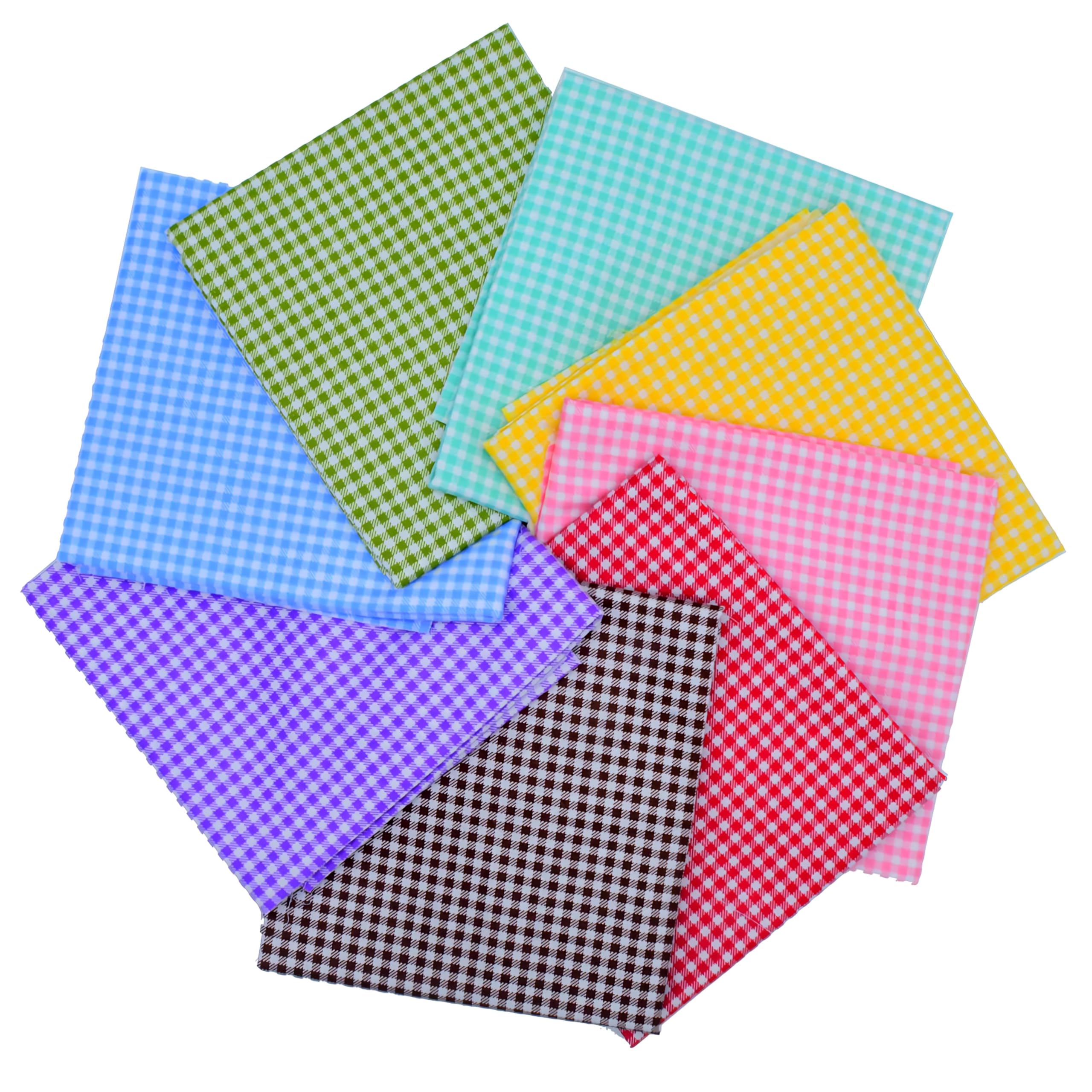 iNee Gingham Fat Quarters Fabric Bundles, Quilting Fabric for Sewing Crafting, 18 x 22 inches, (Gingham)