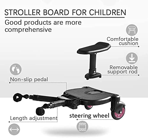 Universal Stroller Board with Detachable Seat,Stroller Glider Board Suitable for Most Brands of Strollers, Holds Children Up to 55lbs (Pink)
