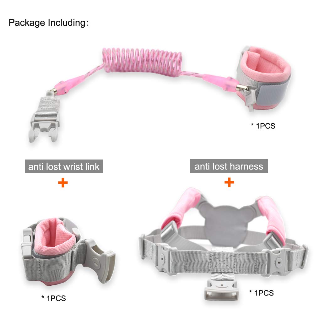 Child Link Backpack for Kid, 3-in-1, Anti Lost Wrist Cuff with Lock + 1.5m Link + Safety Walking Backpack for Girls, Boys