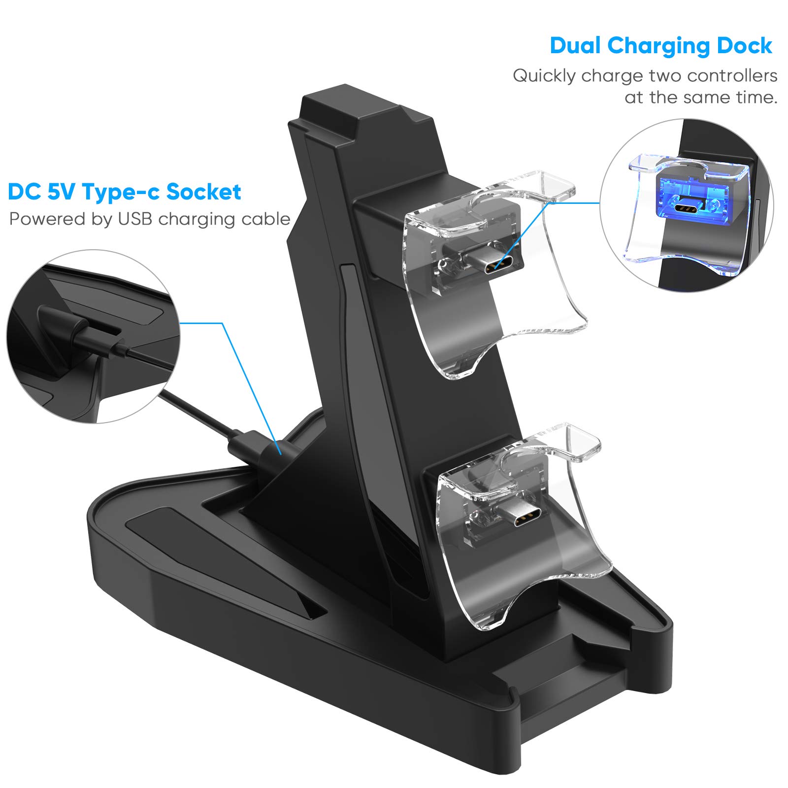 Charging Stand for Xbox Series X, Xbox Series S Controller, MENEEA DualSense Charger LED Indicator Dock Station Accessories kit with 2 x 1400mAh Rechargeable Battery and Charging Cable for Xbox Series