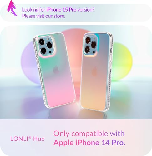 LONLI Hue - for iPhone 14 Pro - Fluorescent Coloful Iridescent Translucent Matte Phone Case - Cute and Unique for Women, Girls and Men
