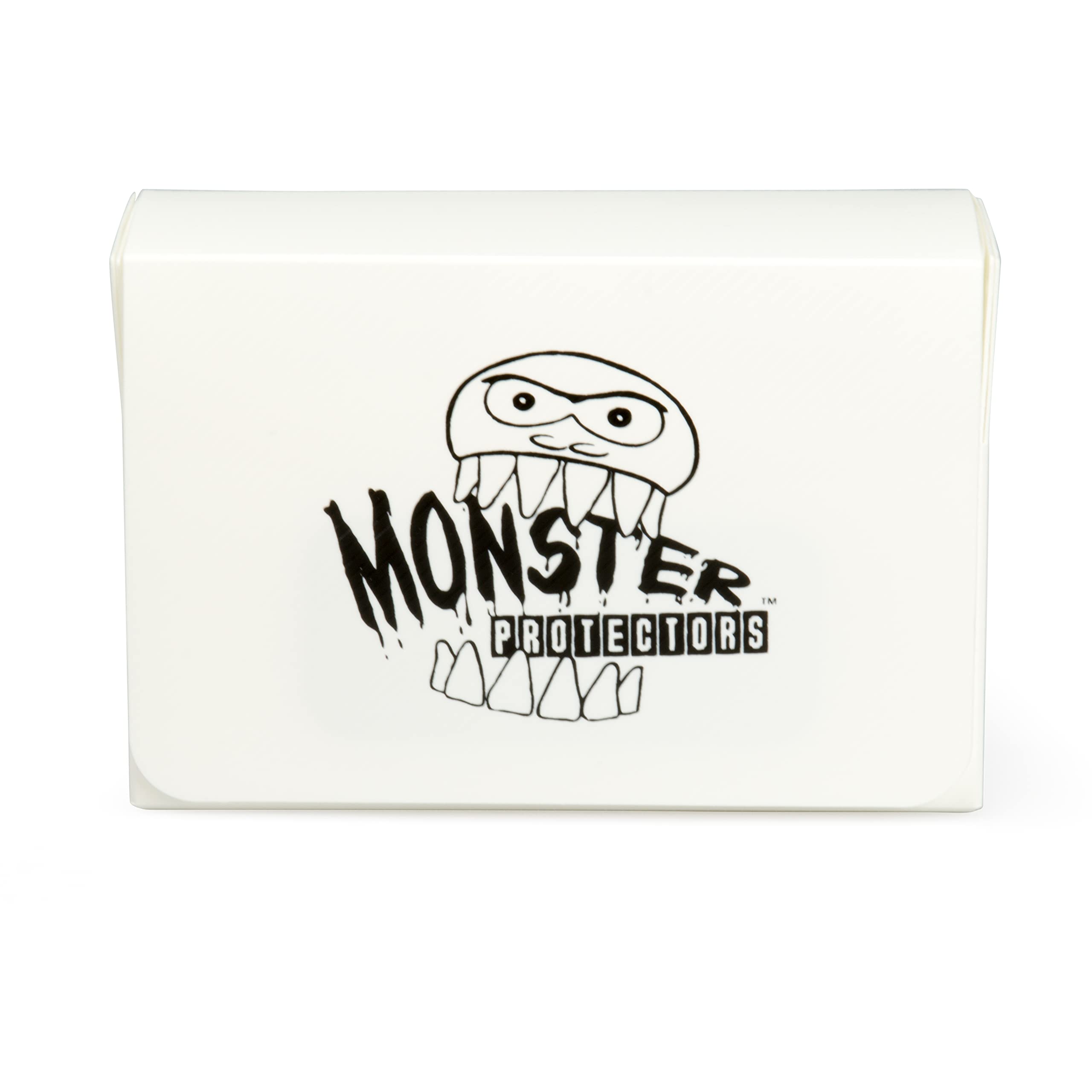 Monster Protectors Magnetic Double Deck Box - White, Holds 150 Gaming TCGs, Self-locking Closure, Compatible w Standard & Smaller Size Gaming Trading Cards, Removable Construction, Christmas Gift